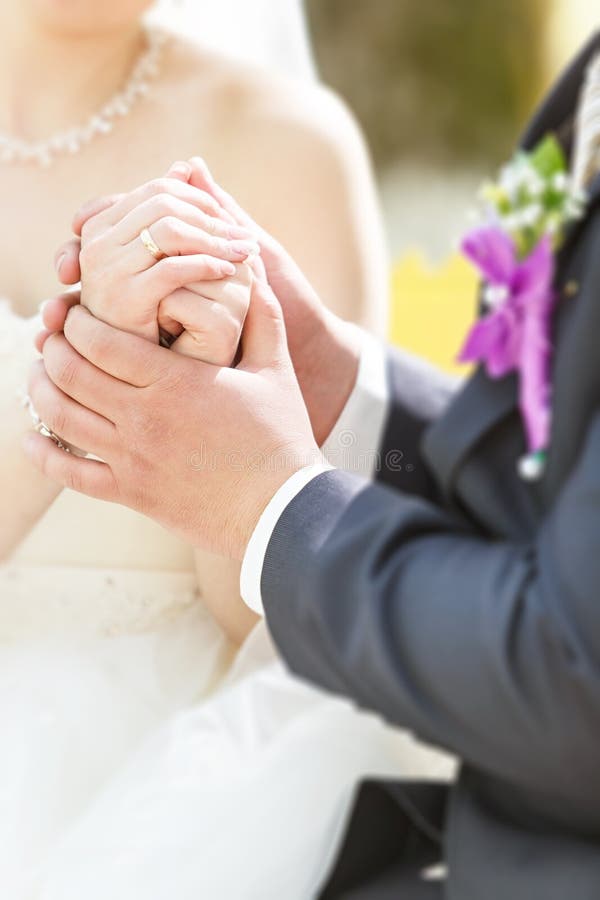 Hands of Groom and the Bride with Wedding Rings Stock Image - Image of ...
