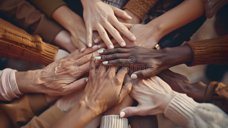 Hands in a Group of Different Races Stock Photo - Image of black, human ...