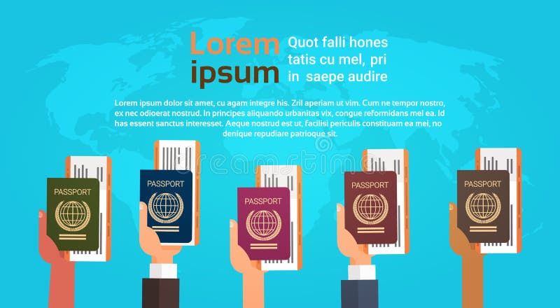 Hands Group Holding Passport Ticket Boarding Pass Travel Document Over ...