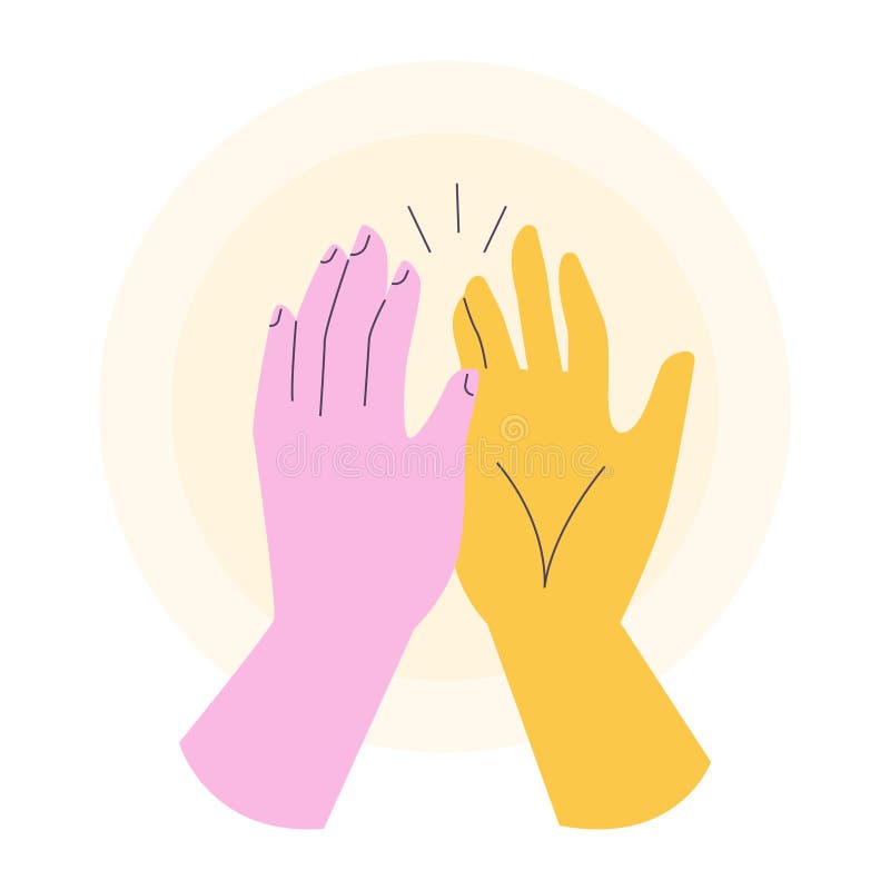 Hands of Group of People Putting Together. Characters Supporting Stock ...