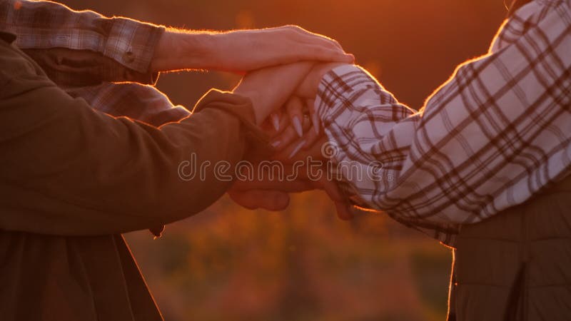 In a Unified Gesture of Joy, the Hands of a Group of Young People are ...