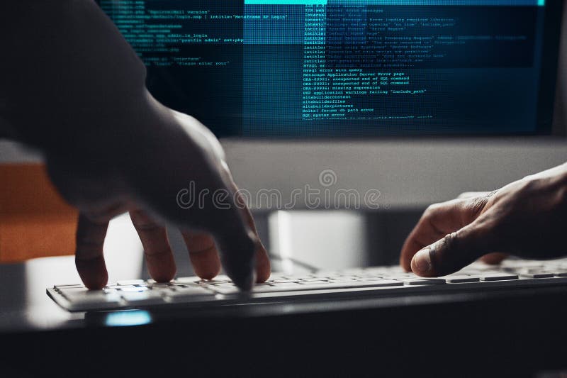 Hands Hacker And Typing On Computer For Programming Data Breach Or