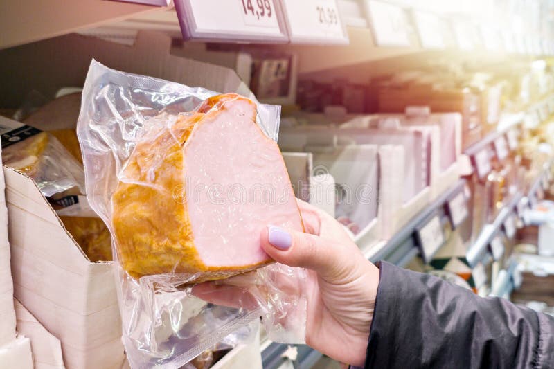 Hands with Ham at Food Store Stock Image - Image of portion, customer ...