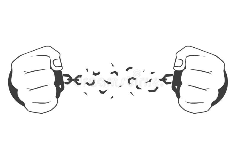 Hands in Handcuffs: a Man Breaking a Chain Stock Vector - Illustration ...