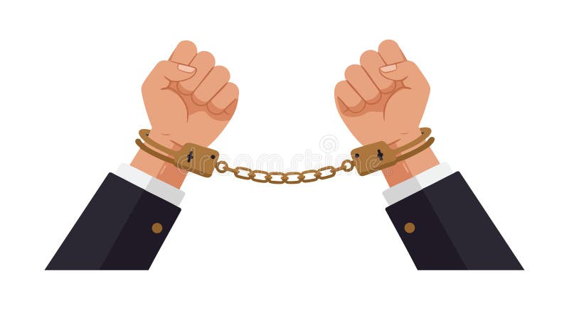 Hands in Handcuffs Restrained by Chain Symbolizing Restriction and ...