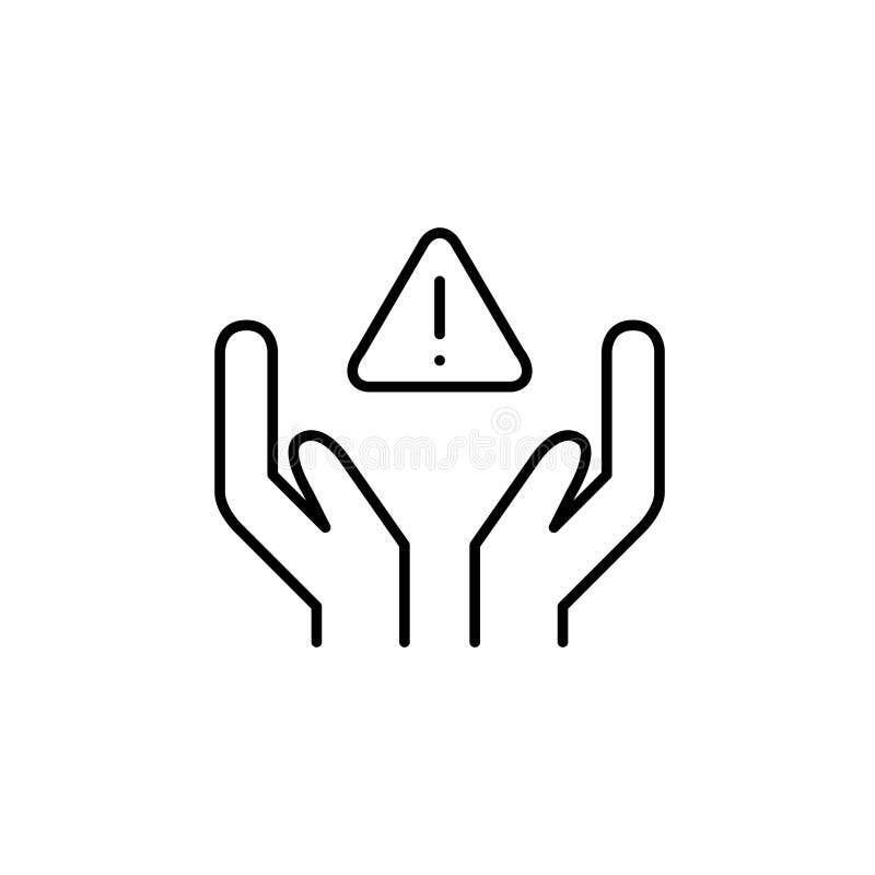 Hands and Hazard Alert. Exclamation Mark in Triangle. Personal Safety ...