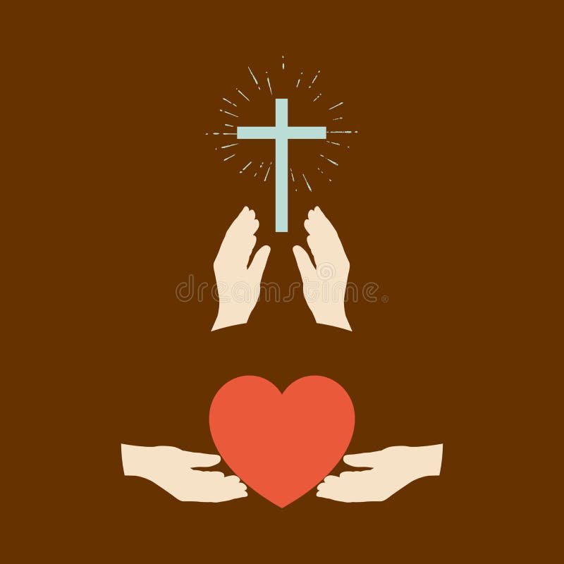 Hands and Heart, Hands and Cross. Stock Vector - Illustration of ...