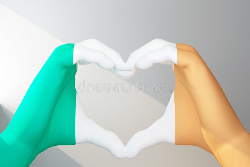 Hands in Heart Gesture Painted in Flag Ireland Stock Illustration ...