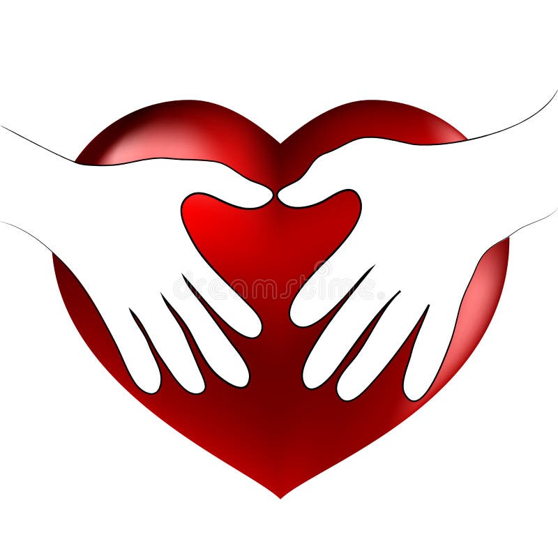 Hands heart hug stock illustration. Illustration of drawing - 53608999