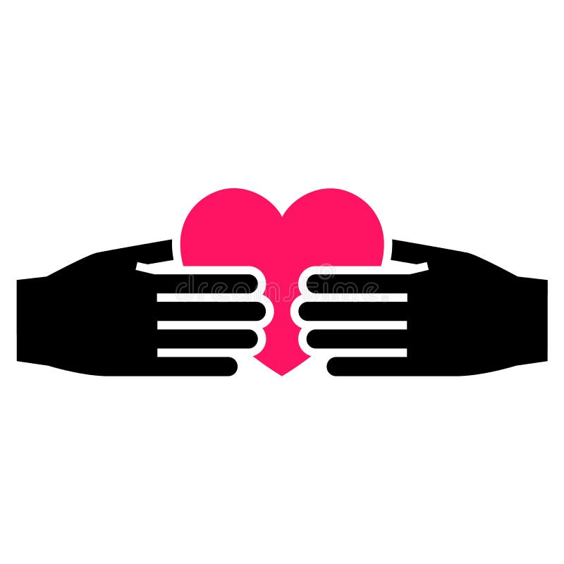 Hands with Heart Icon, Two-tone Silhouette Stock Vector - Illustration ...