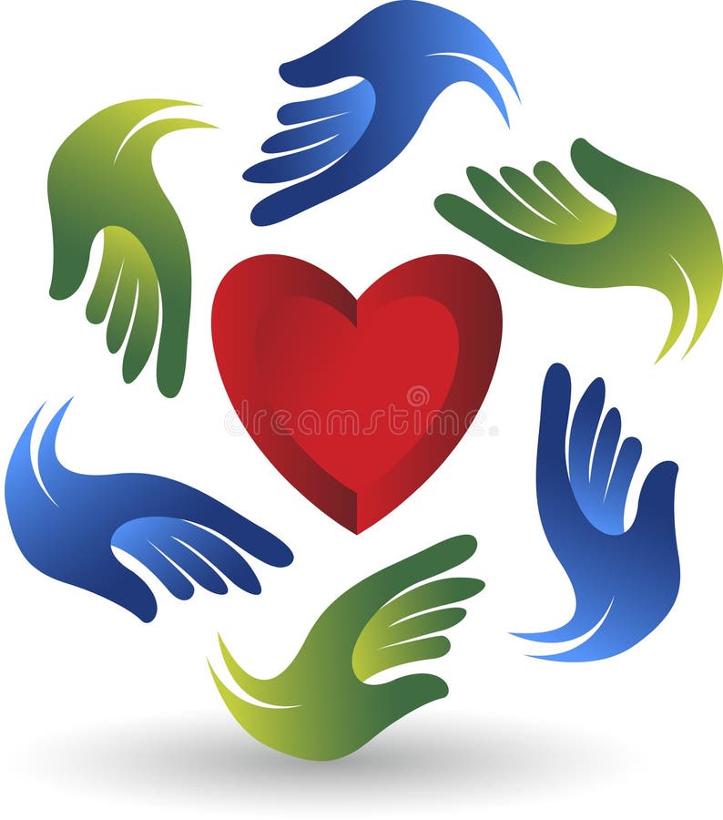 Hands and Heart Symbol Logo Stock Vector - Illustration of diversity ...
