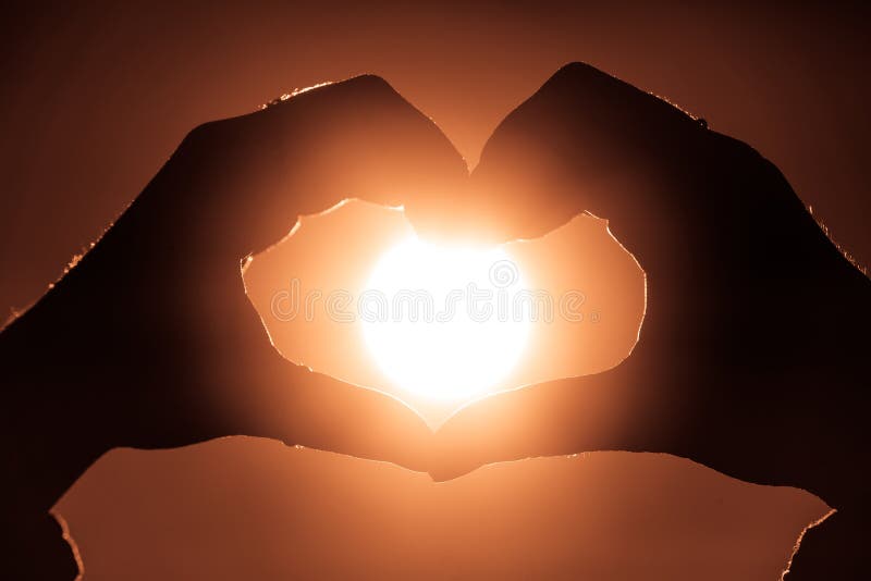 Hands In Heart Shape Holding Sun Circle Inside Stock Image - Image of ...
