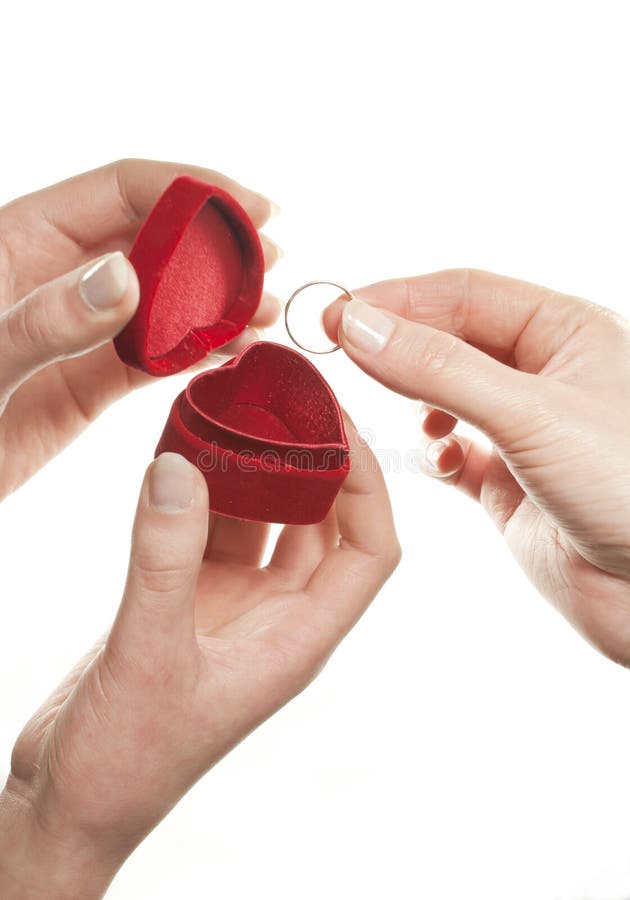 Hands With A Heart Shaped Box And A Ring Stock Image - Image of hands ...