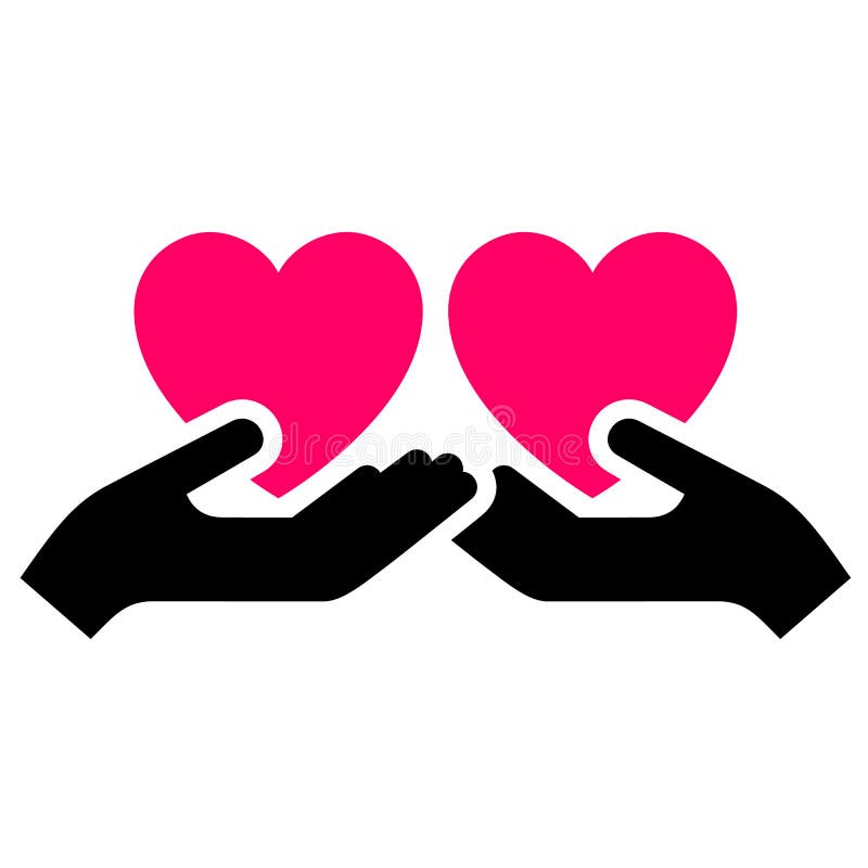 Hands with Heart Icon, Two-tone Silhouette Stock Vector - Illustration ...