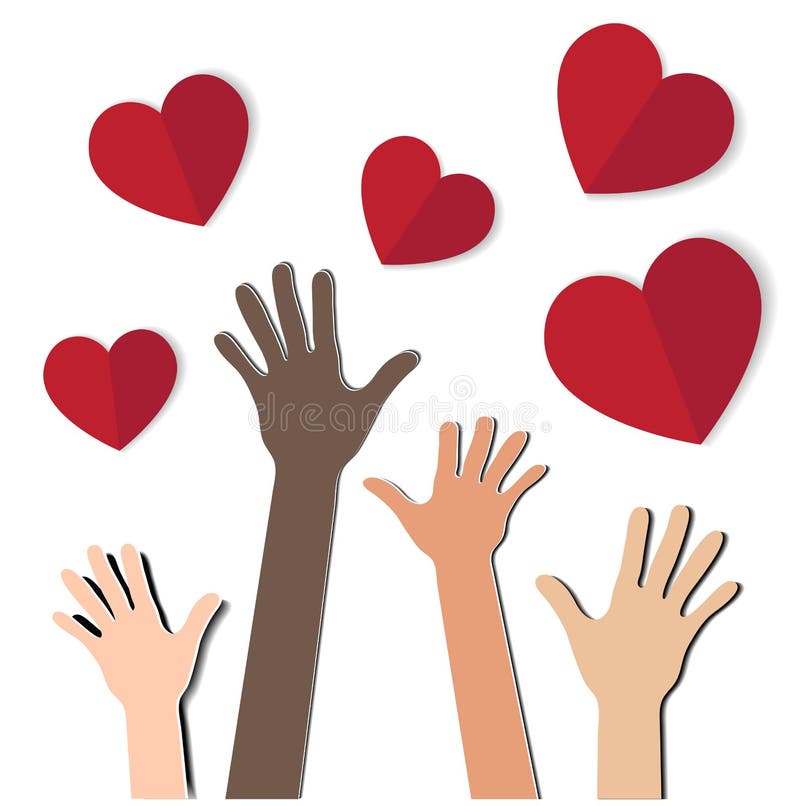 Hearts with helping hands stock vector. Illustration of happy - 23504620