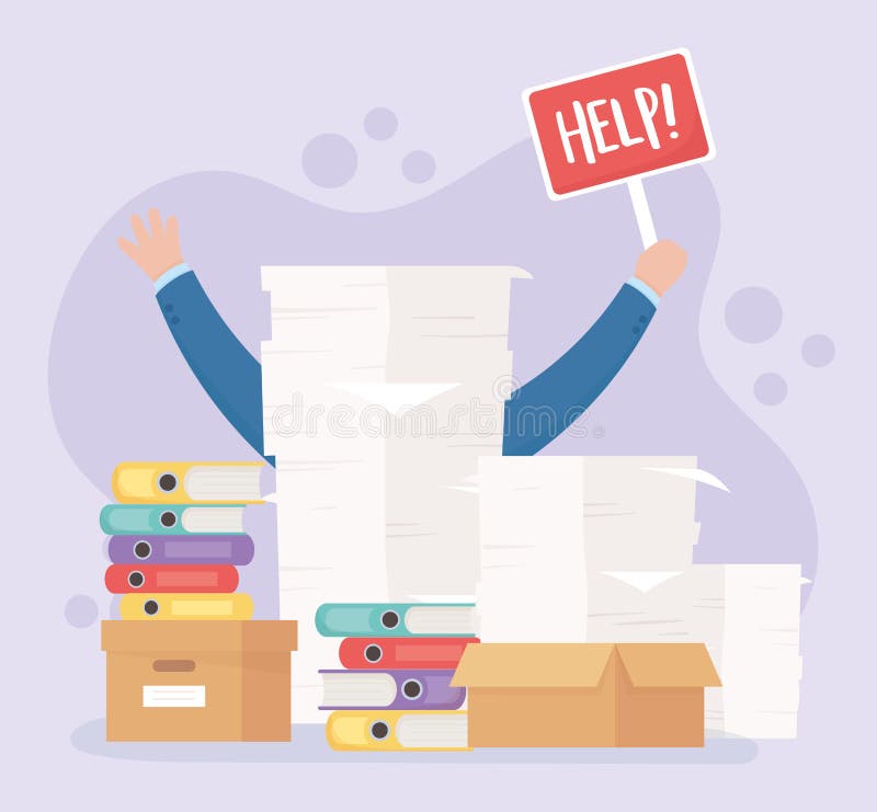 Hands Help Paperwork Boxes Office Work Stress Stock Vector ...