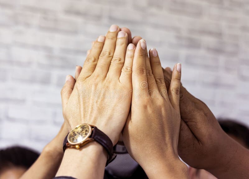 Selective Focus of Hands in Hi Five Team Work Which Hands of Team , the ...