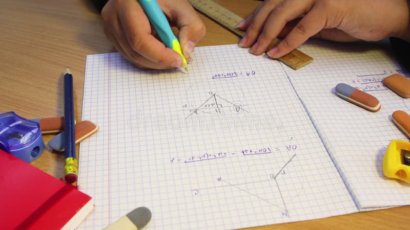 High School Student Solving Math Examples in a Notebook. Stock Video ...