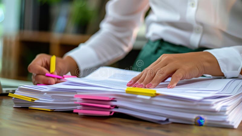 The Hands Highlighting Documents. AI Generated Stock Illustration ...
