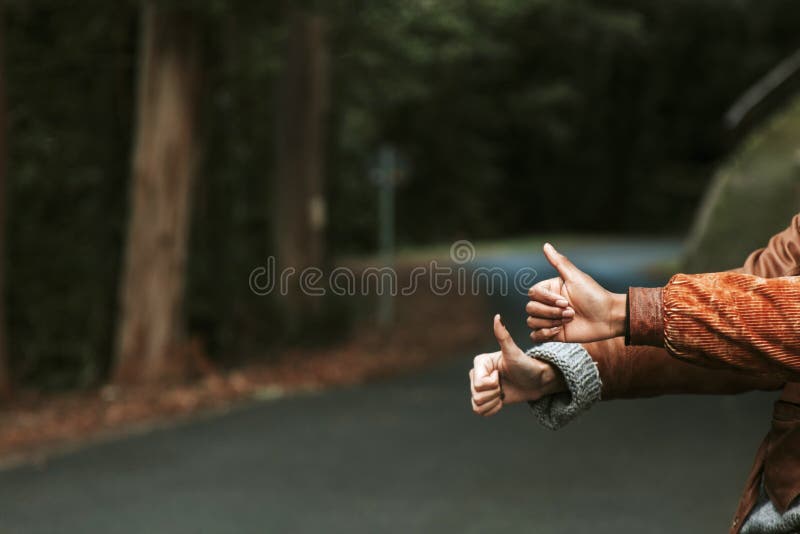 Hands hitchhike signal stock image. Image of travelers - 80470095