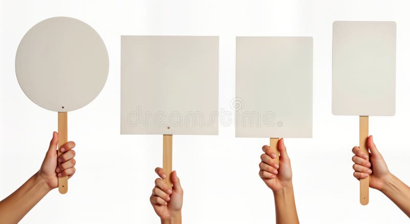 Hands Hold Blank Protest Signs. Empty Signs Ready for Text. Protests ...