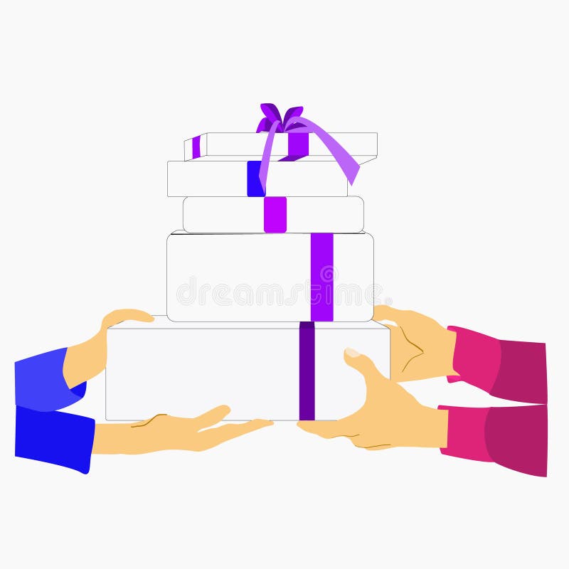 Hands Hold Boxes with Stuff or Clothes and Giving One To Another Things ...