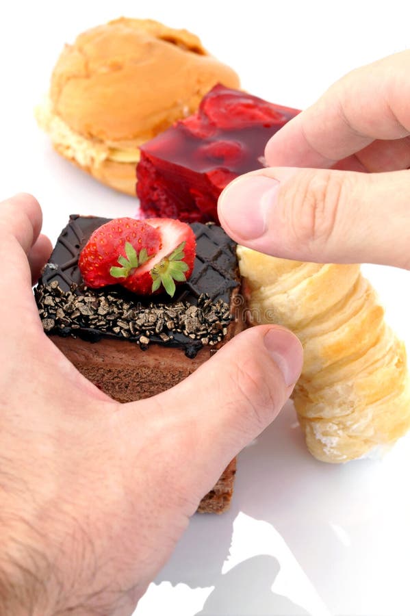 Hands that Hold the Chocolate Cake Stock Image - Image of fatty, action ...