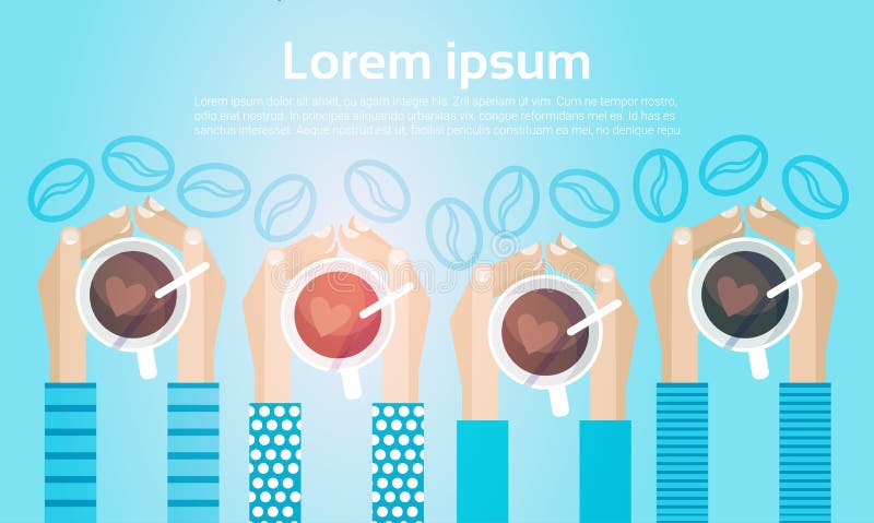 Hands Hold Cup Tea Coffee Break Morning Beverage Banner Stock Vector ...