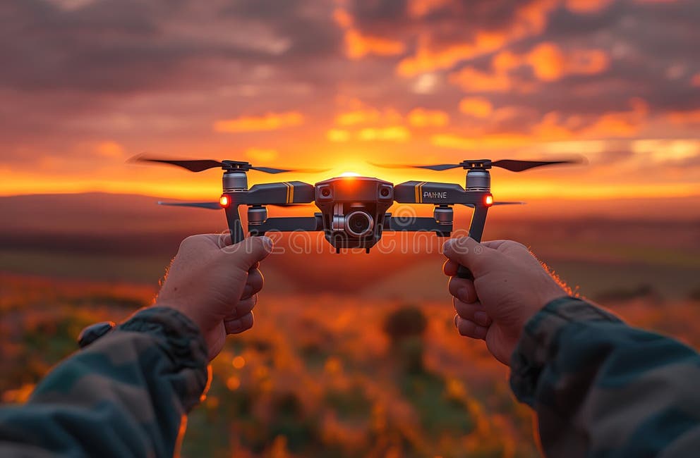 Hands hold a drone stock illustration. Illustration of operator - 315075440
