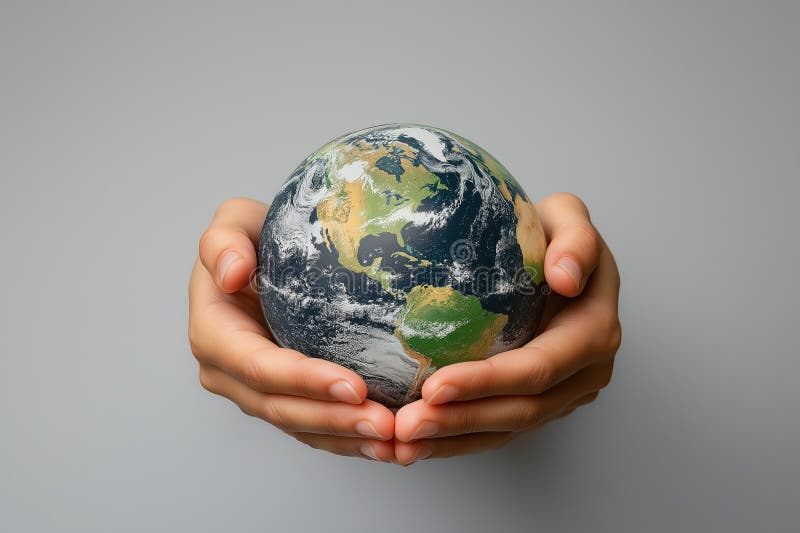 Hands Hold Earth Globe. Caring for Planet. Eco Responsibility ...