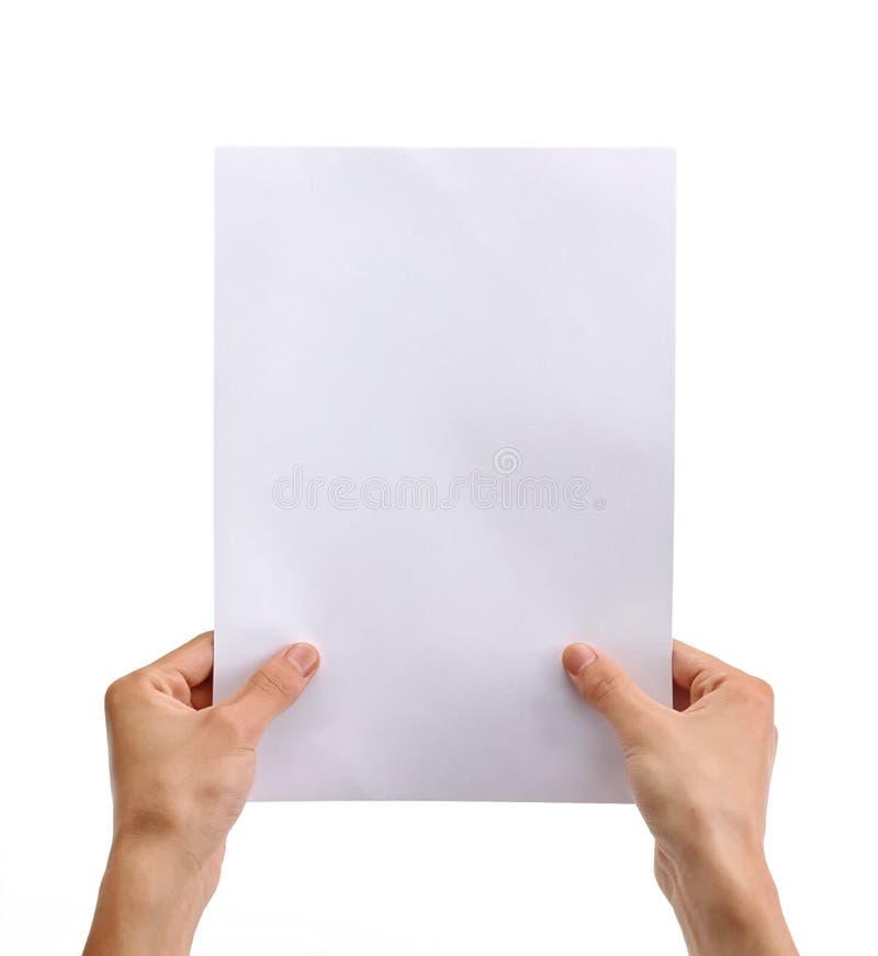 Hand Holding a White Blank Sheet of Paper Stock Image - Image of office ...