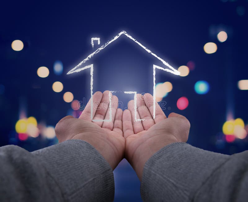 Hands hold home stock image. Image of business, human - 85773737
