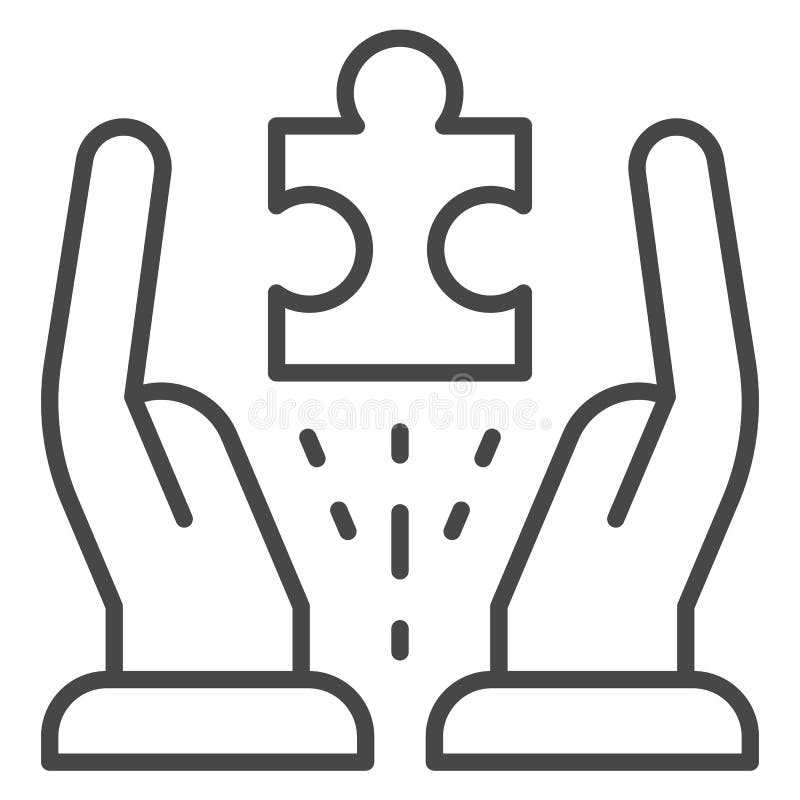 Hands Hold One Puzzle Icon, Outline Style Stock Vector - Illustration ...