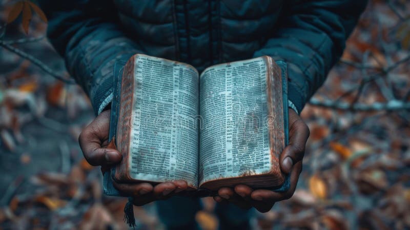 Hands Hold an Open Bible, the Sun S Rays Fall on the Bible. Stock Photo ...