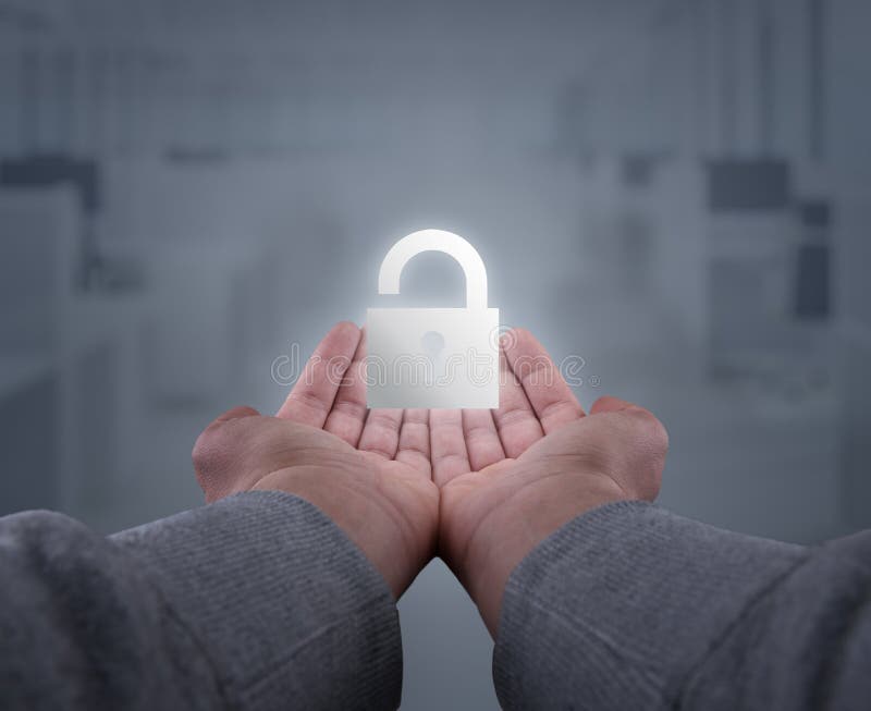 Hands hold a padlock stock photo. Image of abstract, office - 85777010