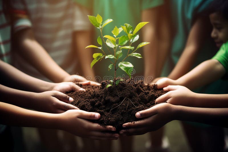 Hands hold planting tree stock illustration. Illustration of ...