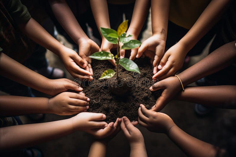 Hands hold planting tree stock illustration. Illustration of forest ...