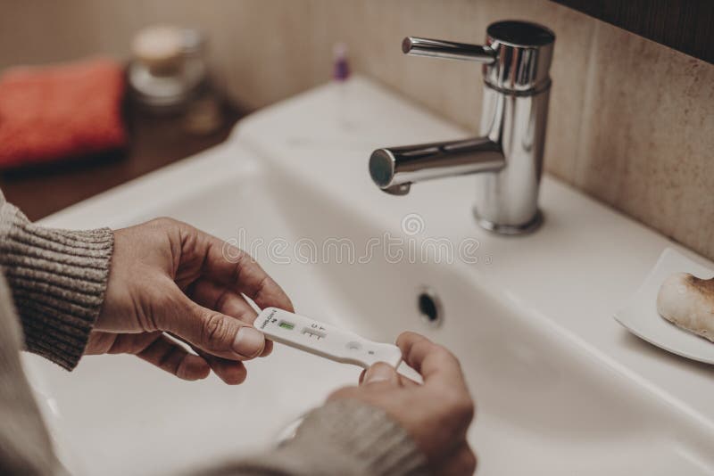 Hands Hold Positive Covid Antigen Test Stock Image - Image of pandemic ...