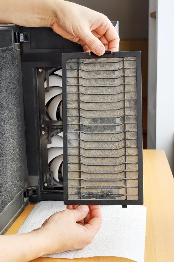Hands Hold the Removed Filter of Cooling System in Computer is Filled ...