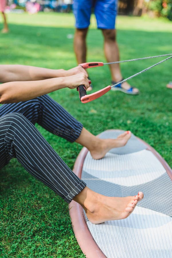 The Hands Hold the Rope for Kitesurfing Stock Image - Image of ...
