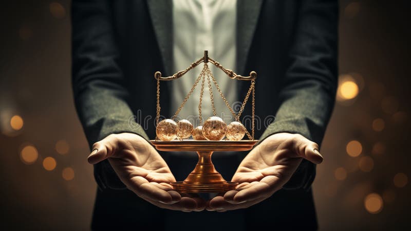 The Hands Hold the Scales. Balance Concept Stock Illustration ...