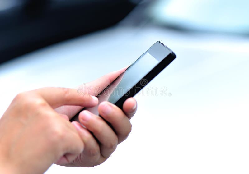 Hands Hold Smart Phone in Modern City Stock Image - Image of hold, cell ...