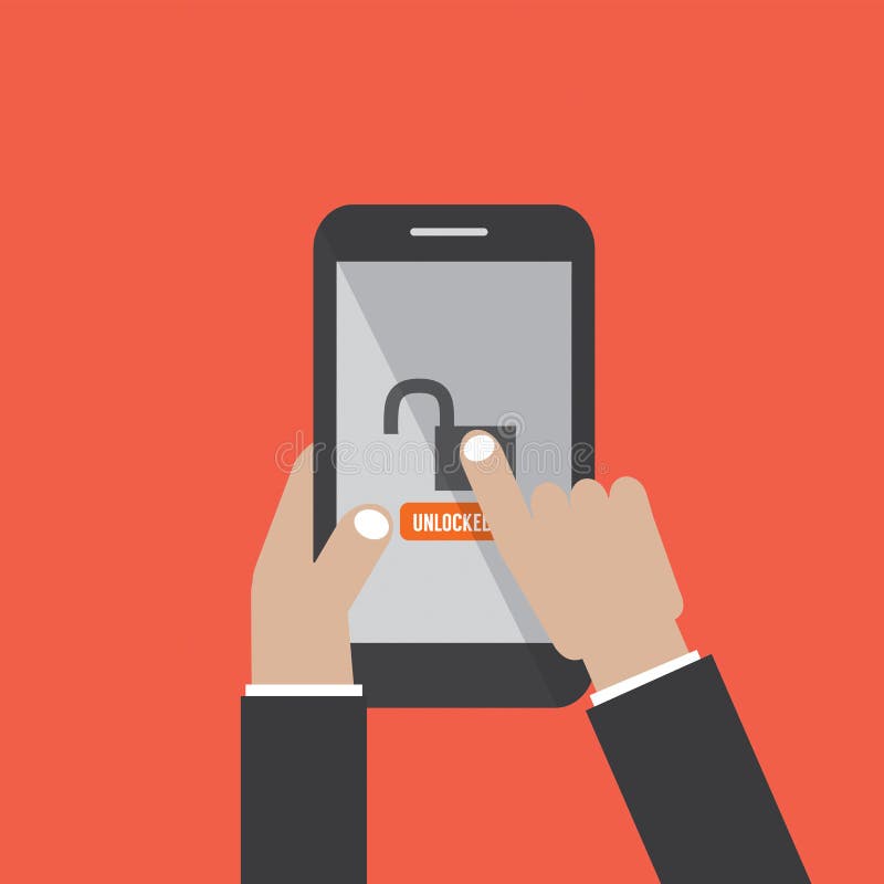 Hands Hold Smartphone with UnLock Screen Stock Vector - Illustration of ...