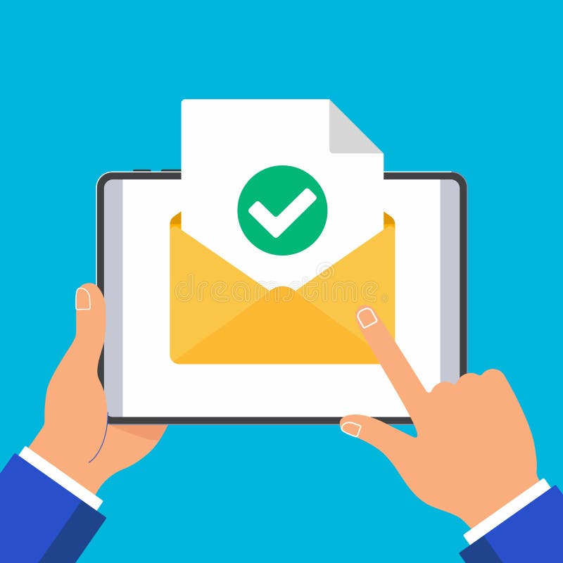 Open Envelope with Document Paper Sheet Page Check Mark Tick Text Icon ...