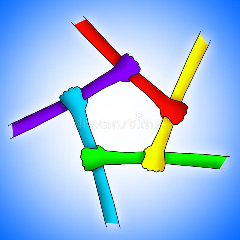 Hands Hold Together Represent Team Work Stock Illustration ...
