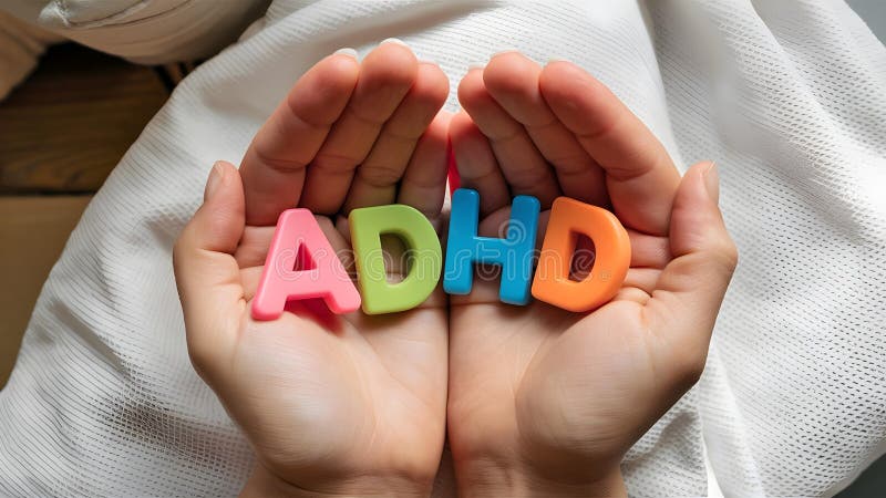 Hands Holding ADHD Colorful Plastic Letters in Support - AI Generated ...