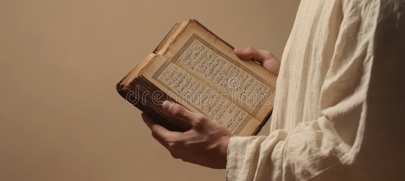 Hands Holding a Black Leather Holy Bible Stock Illustration ...