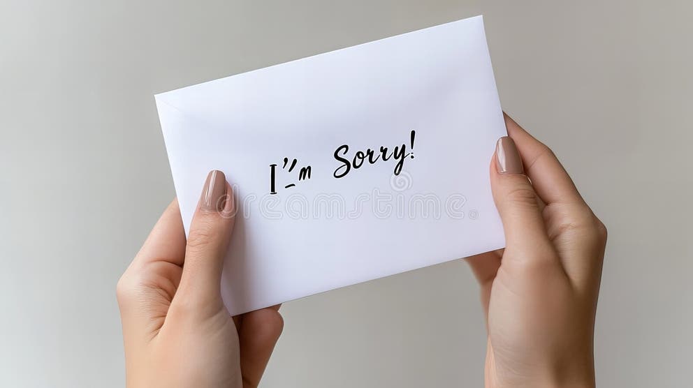 Hands Holding Apology Letter with I M Sorry Text on Envelope Stock ...
