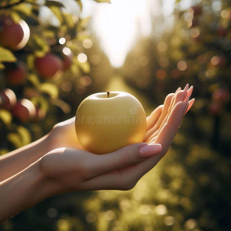 Hands holding an apple stock image. Image of food, finger - 324819417