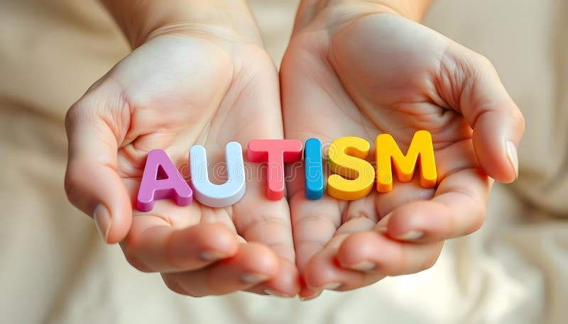 Hands Holding Autism Colorful Plastic Letters in Support - AI Generated ...